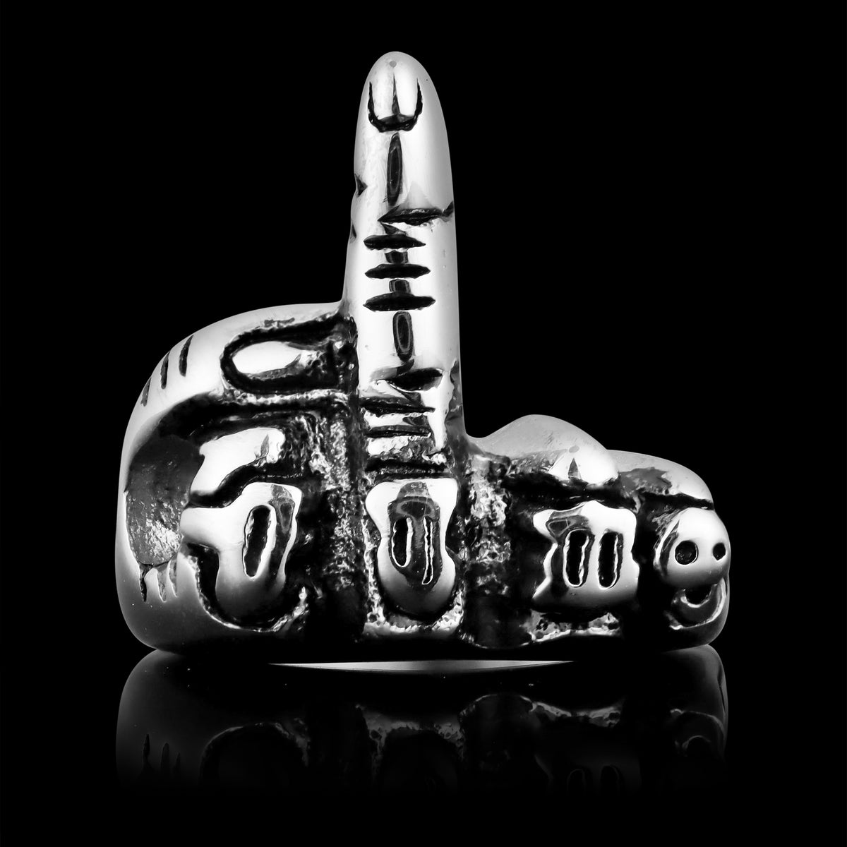 Stainless Steel Middle Finger Ring | Biker Jewelry Shop