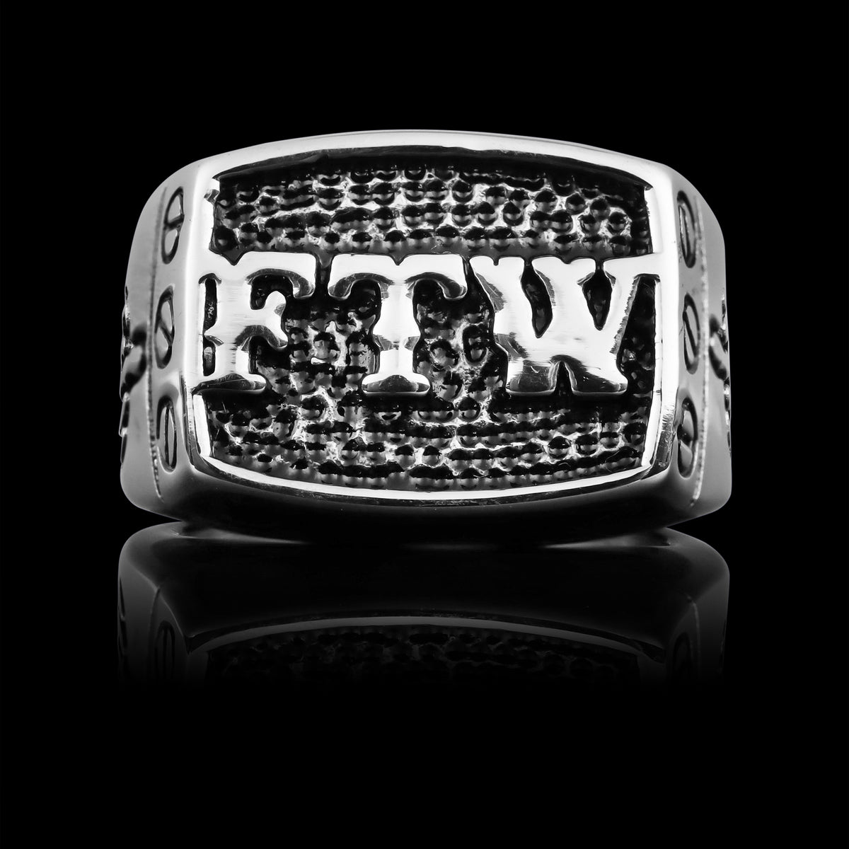 Stainless Steel "FTW" Middle Finger Signet Ring – Biker Jewelry Shop