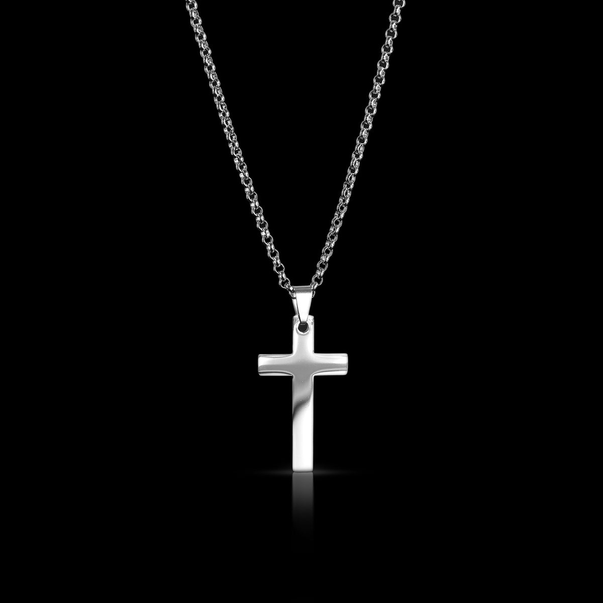 Stainless Steel Rounded Box Chain Cross Necklace – Biker Jewelry Shop